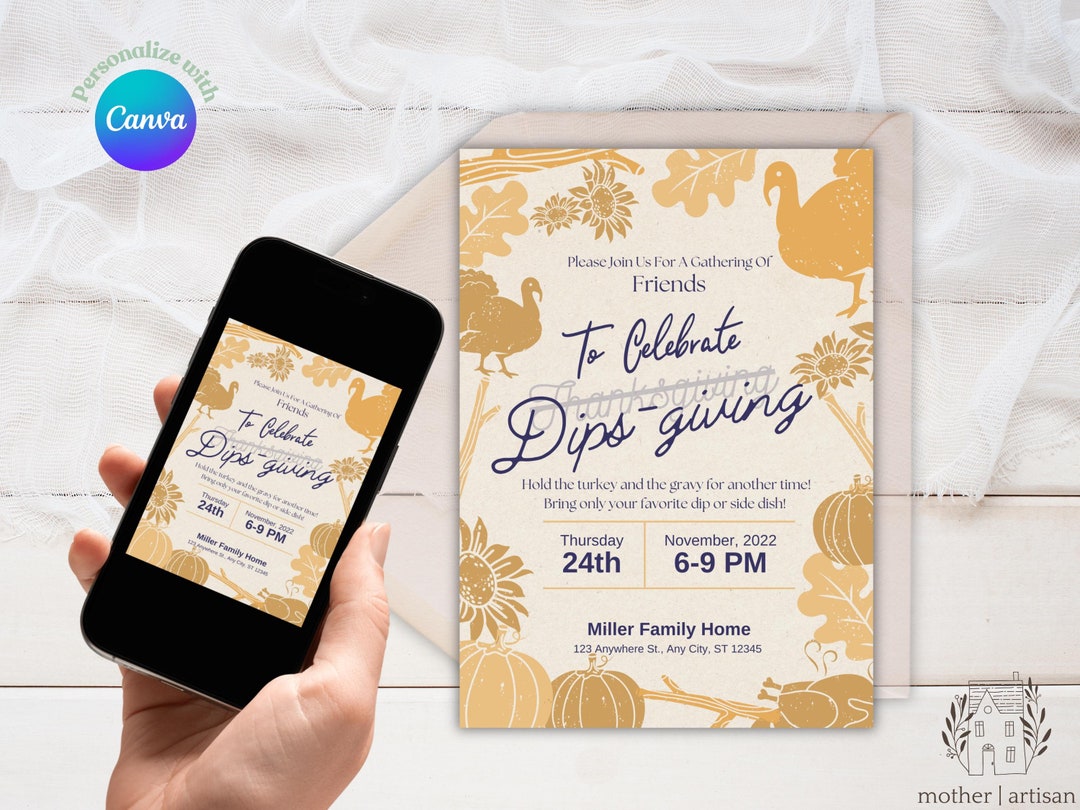 Dipsgiving Friendsgiving Invitation: Editable Template (digital ...