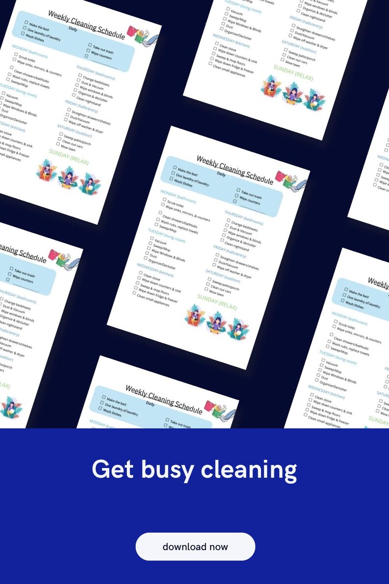 Simple Weekly Cleaning Checklist - Etsy