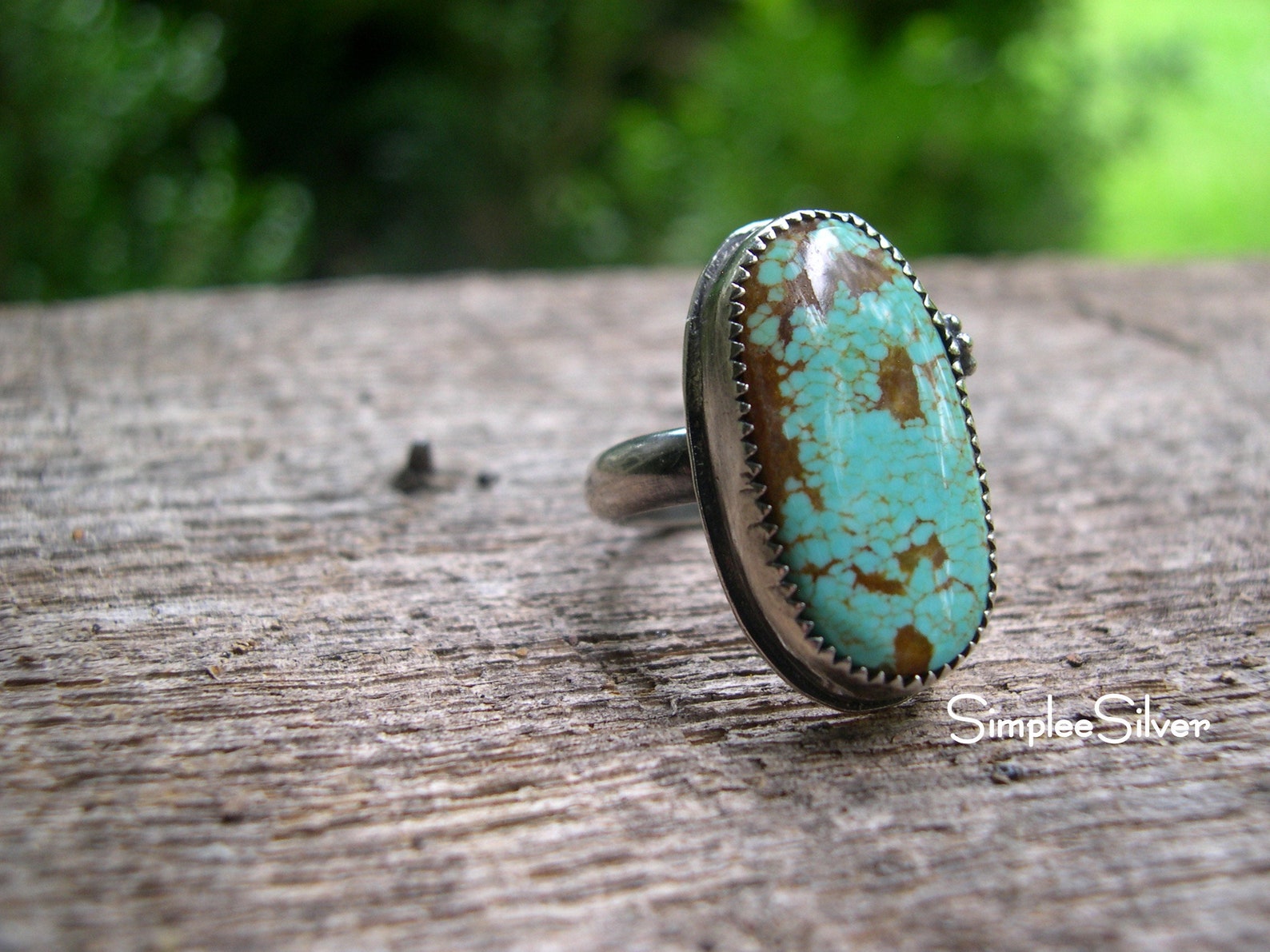 Natural Turquoise Ring - Sterling Silver Bezel Set Turquoise Ring ...