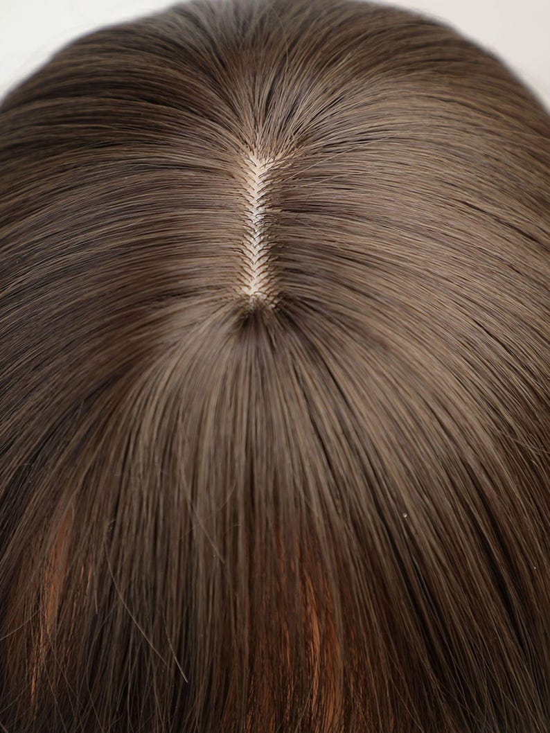 16 Inch Long Straight Wigs With Bangs, Natural Brown Wig, Dark Brown ...