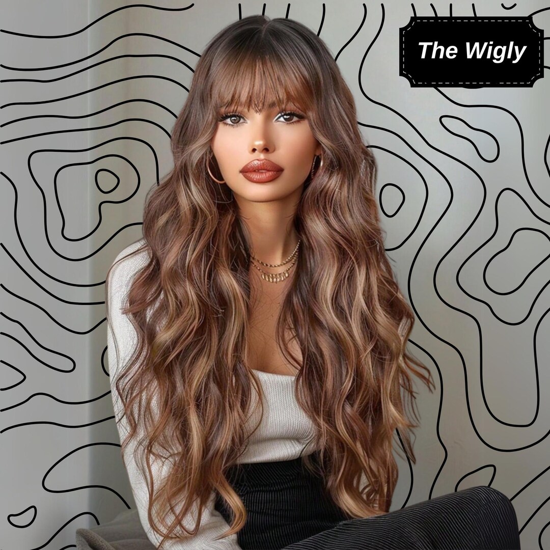 30 Inch Brown Wigs, Long Wigs, Wavy Wigs, Synthetic Wigs, Brown Hair ...