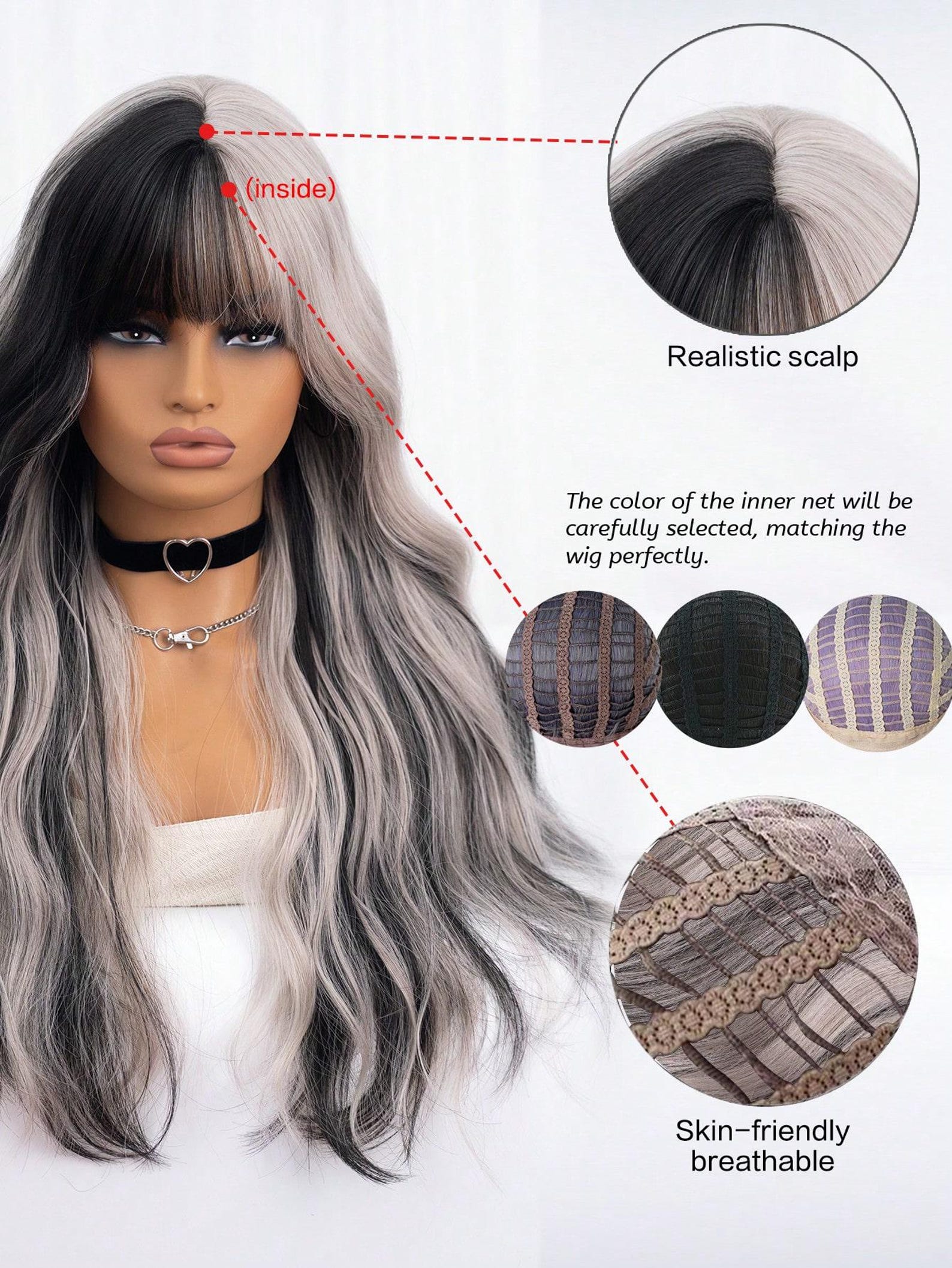 28 Inch Long Wavy Wigs, Black Wigs, Gray Wigs, Ombre Wigs, Two-tone Wigs, Synthetic Wigs, Heat ...
