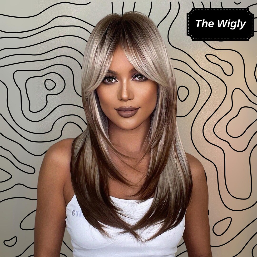 24 Inch Ombre Blonde Wigs, Fluffy Hair, Blonde Wigs, Ombre Wigs, Synthetic Wigs, Heat Resistant ...