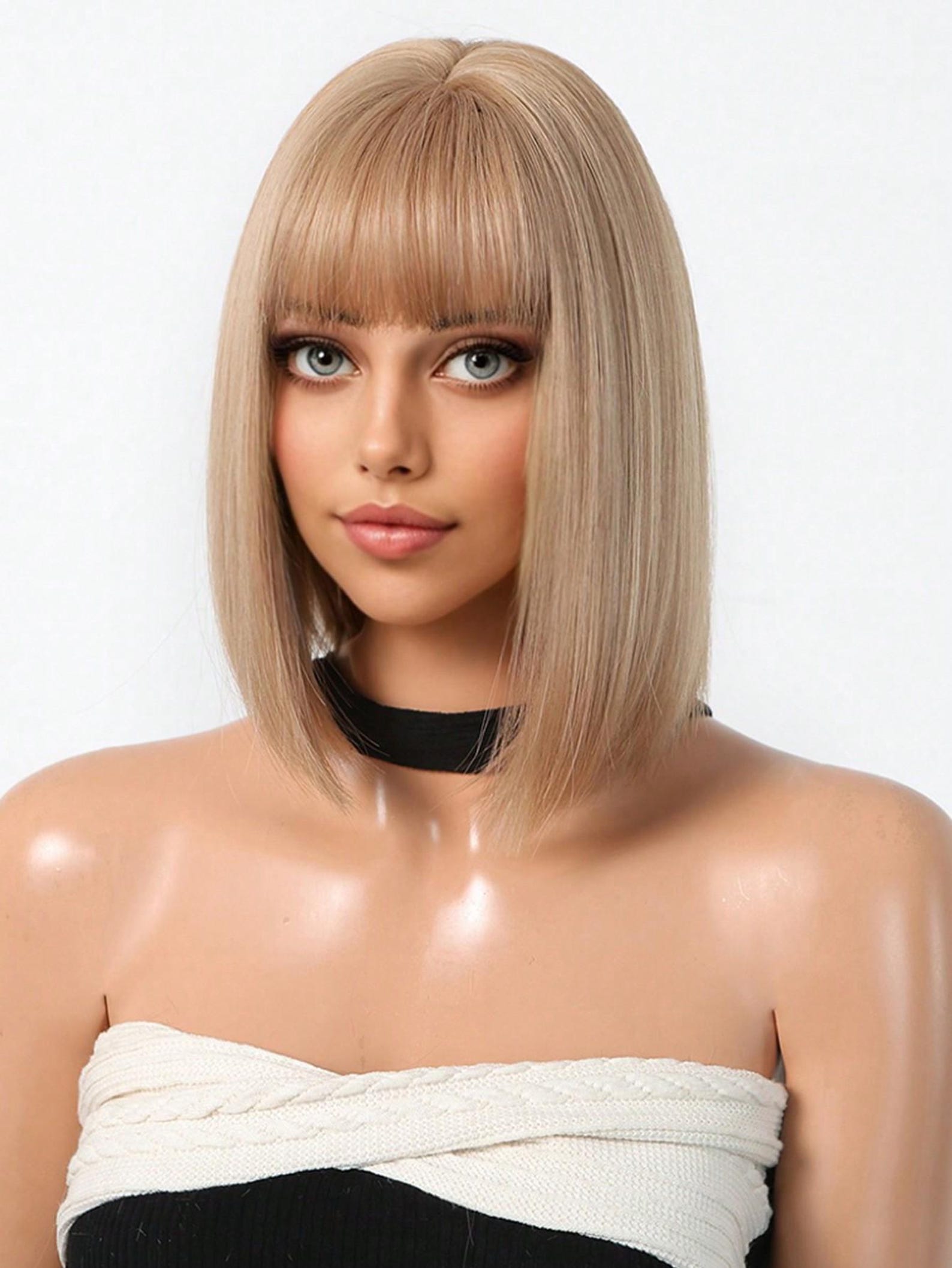 12 Inch Short Bob Straight Blonde Hair, Blonde Short Wig, Blonde Wig ...