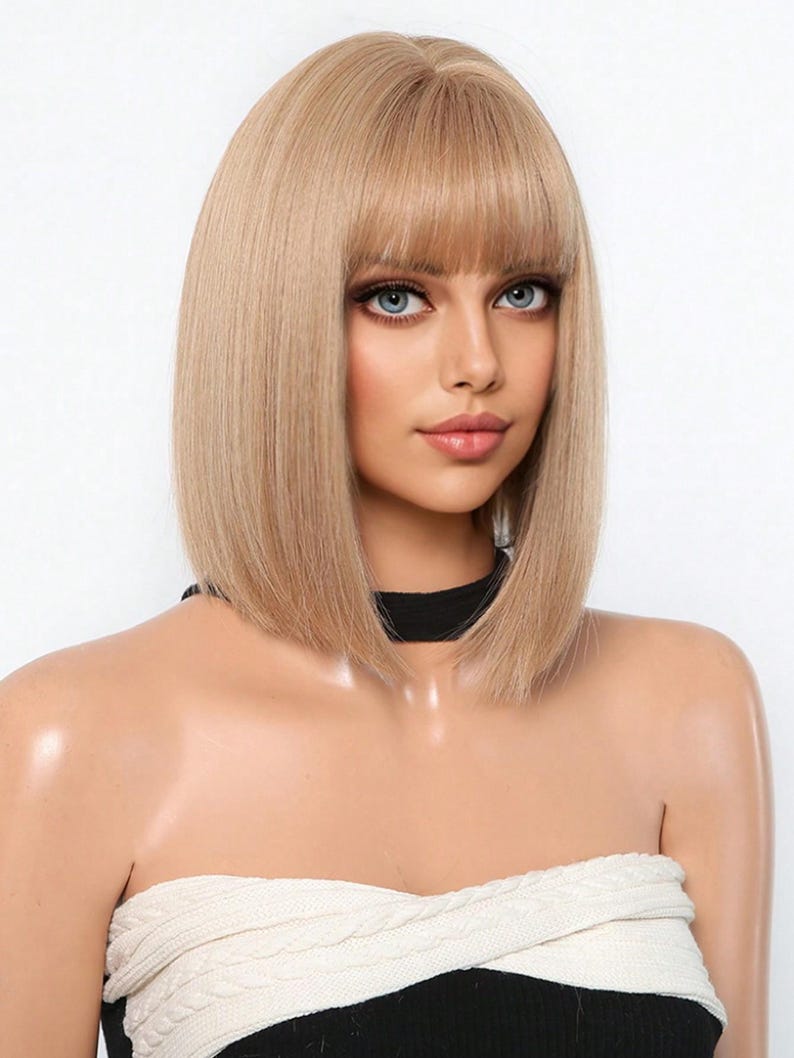 12 Inch Short Bob Straight Blonde Hair, Blonde Short Wig, Blonde Wig ...