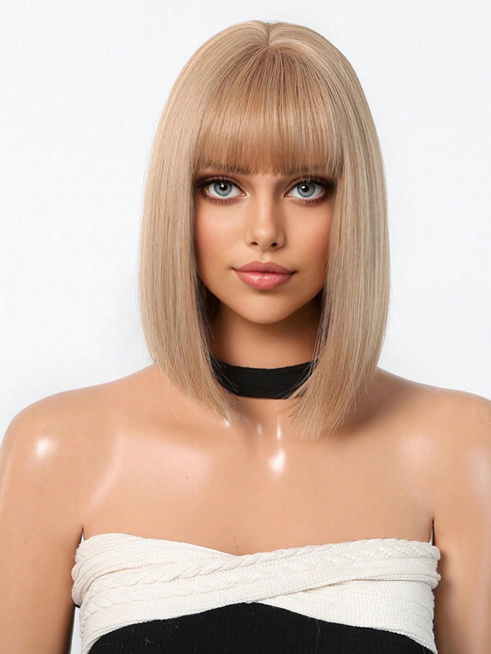 12 Inch Short Bob Straight Blonde Hair, Blonde Short Wig, Blonde Wig ...