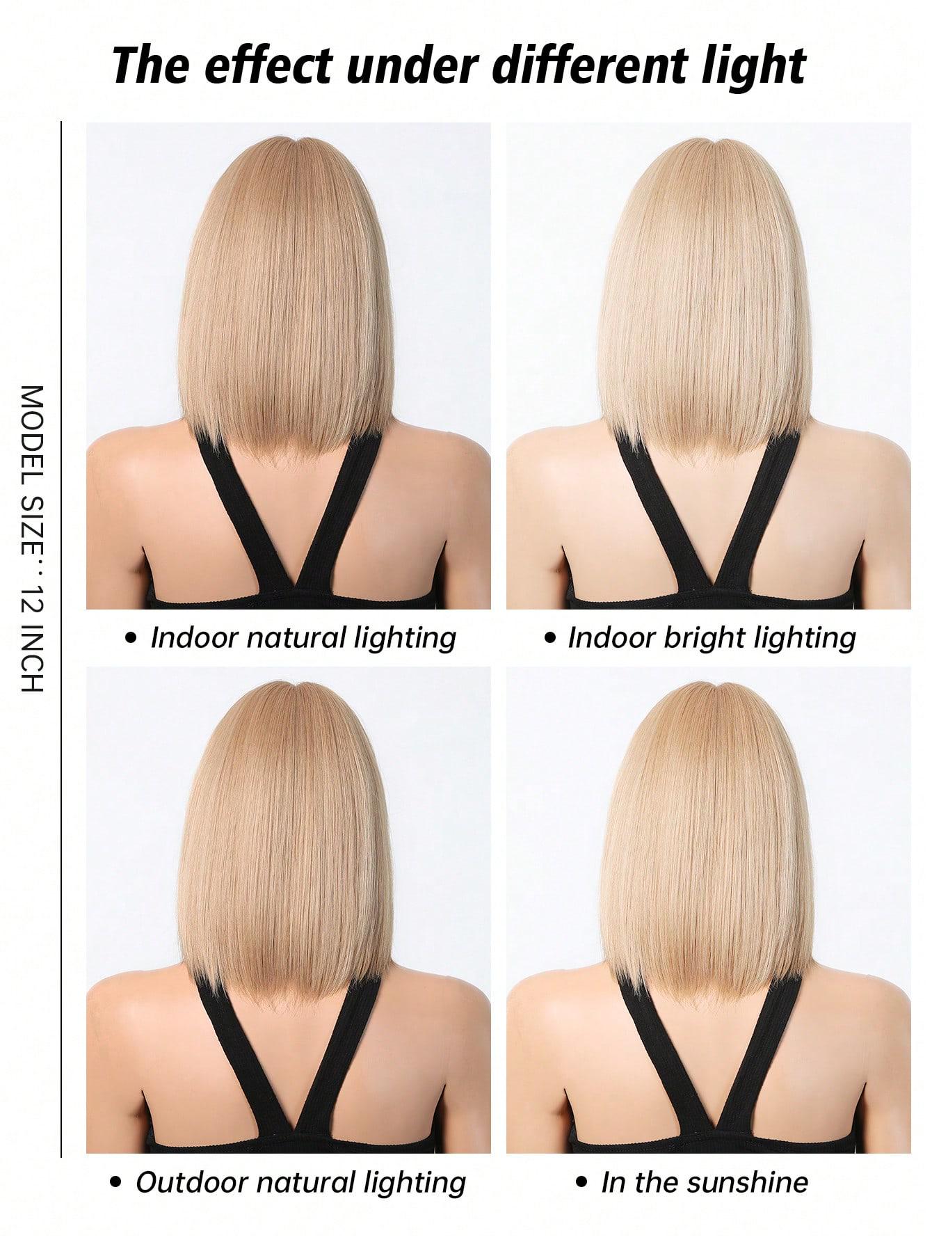 12 Inch Short Bob Straight Blonde Hair, Blonde Short Wig, Blonde Wig ...