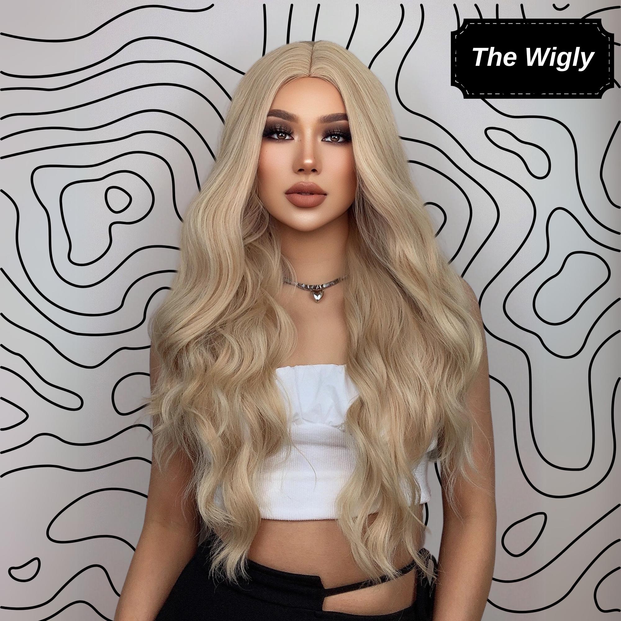 28 Inch Blonde Wig, Long Wig, Wavy Wig, Curly Wig, Blonde Hair ...