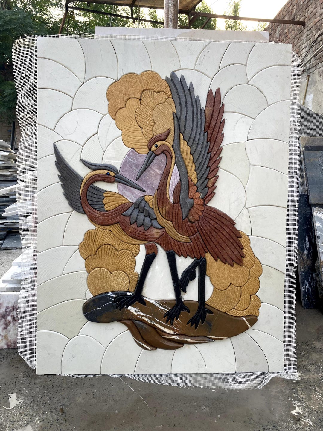 Handmade Intarsia Inlay Stone Wall Art Mosaic Wall Art Large Wall Art ...
