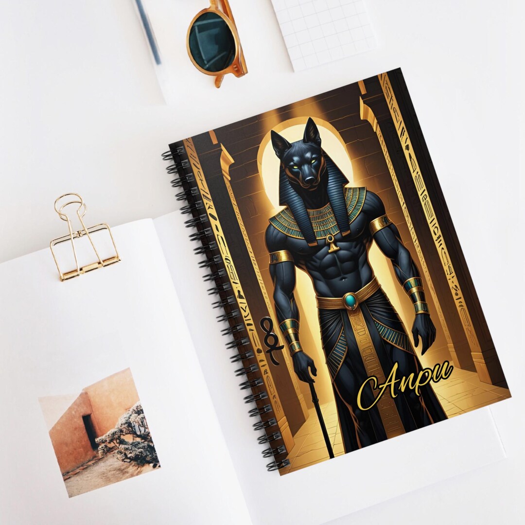Ancient Egyptian Anpu Spiral Notebook Ruled Line Journal Kemet Anubis ...
