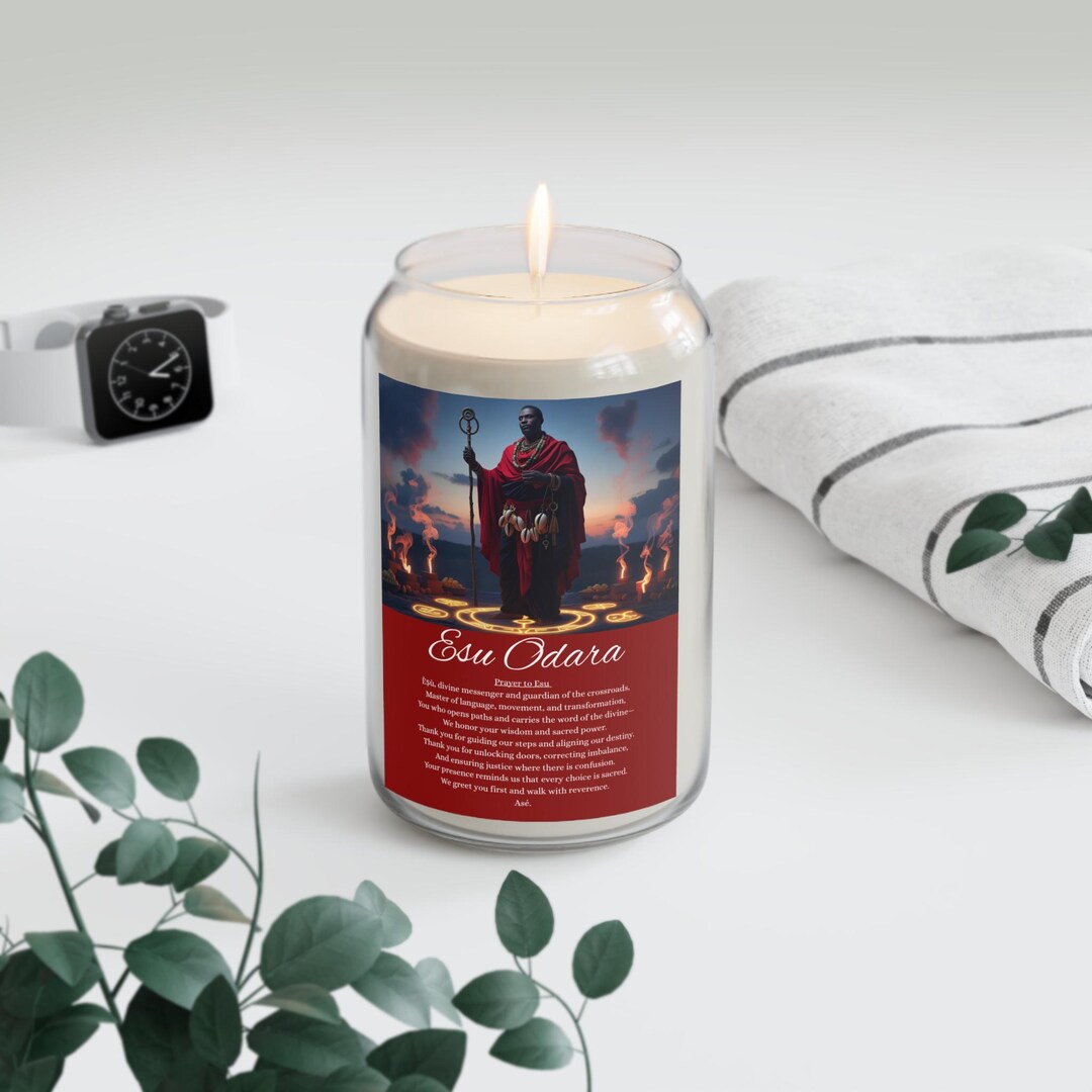Scented Candle, 13 75oz - Esu Odara, Prayer to Esu, Afrocentric Home ...