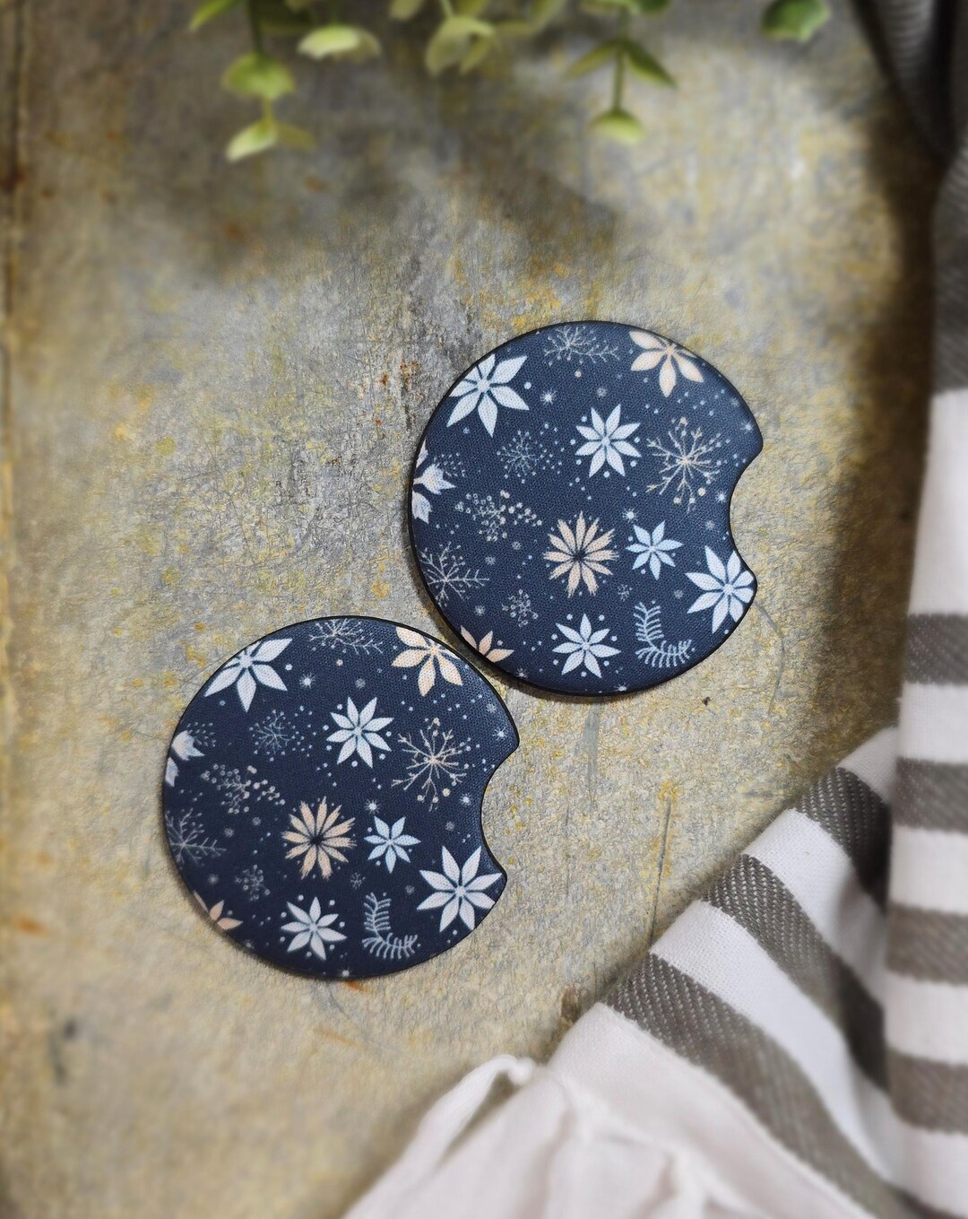 Snowflake Car Coaster | Winter Car Coaster | Snow Gift | Coaster Set of ...