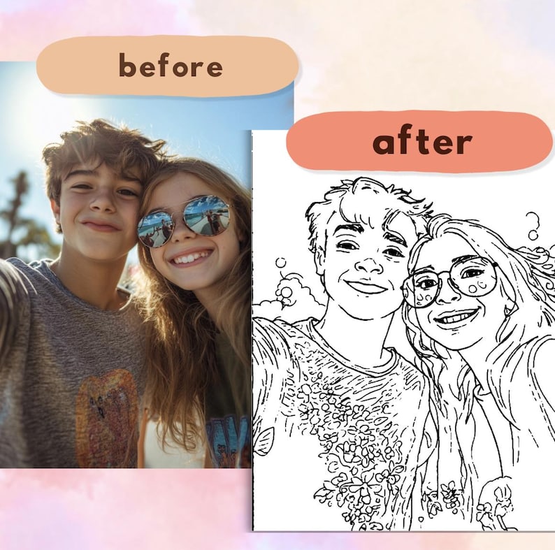 Custom Coloring Page: Create a Printable Coloring Page From Your Photo ...