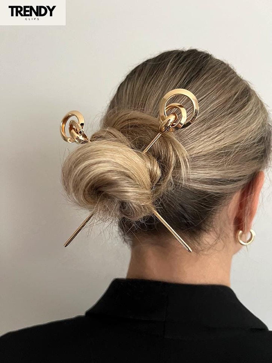 Metal Hair Stick, Round Hair Pin, Silver Gold Hair Stick, Minimalist ...