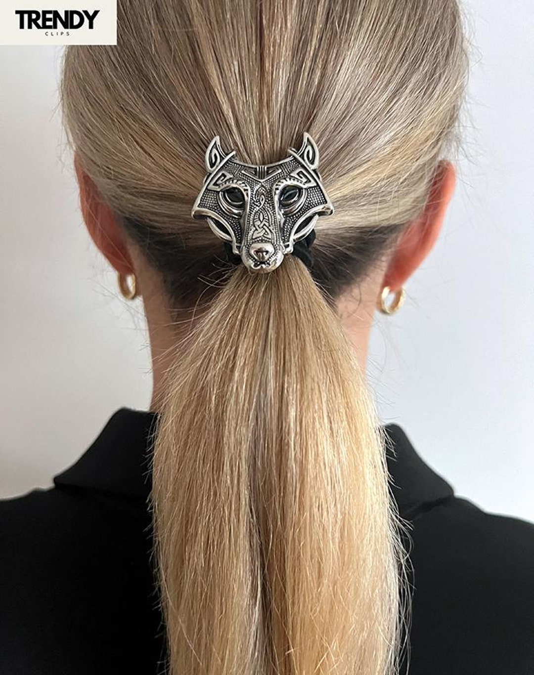 Metal Ponytail Holder, Wolf Elastic Hair Band, Viking Celtic Ponytail ...