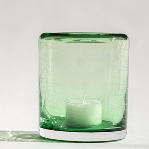 MADE TO ORDER Handblown Green Glass Candle Votive / Handmade Candle ...
