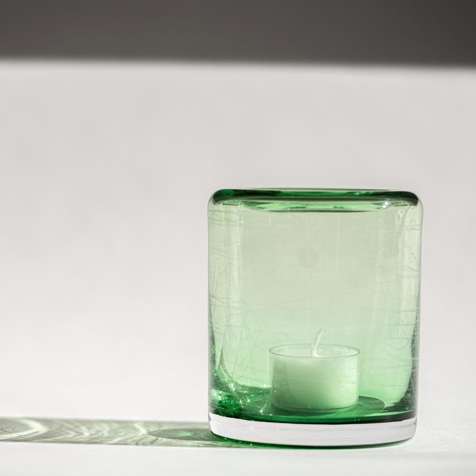 MADE TO ORDER Handblown Green Glass Candle Votive / Handmade Candle ...