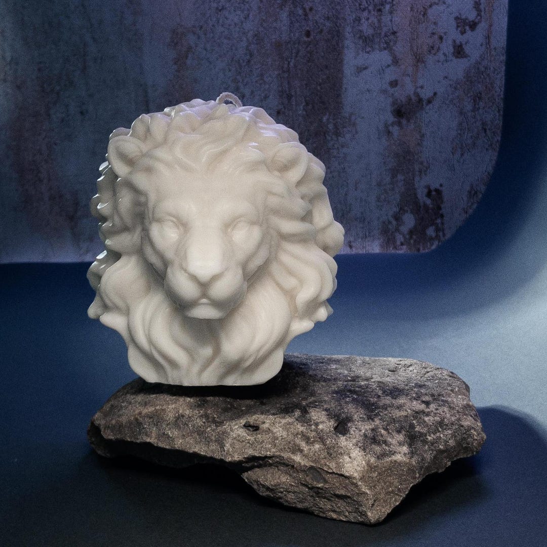 Lion Head Candle Symbol of Courage and Power Custom Colors Shaped ...