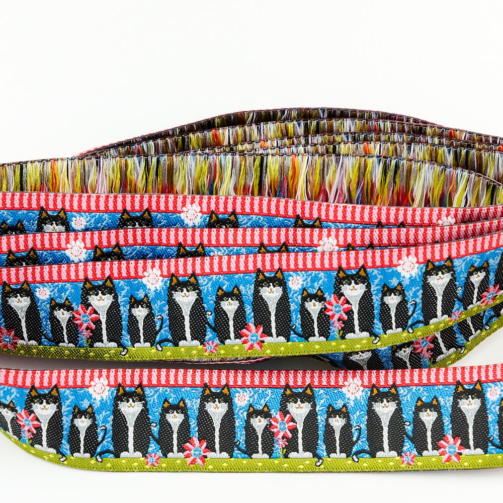 Black Cats on Blue Ribbon by Odile Bailloeul 22 Mm - Etsy