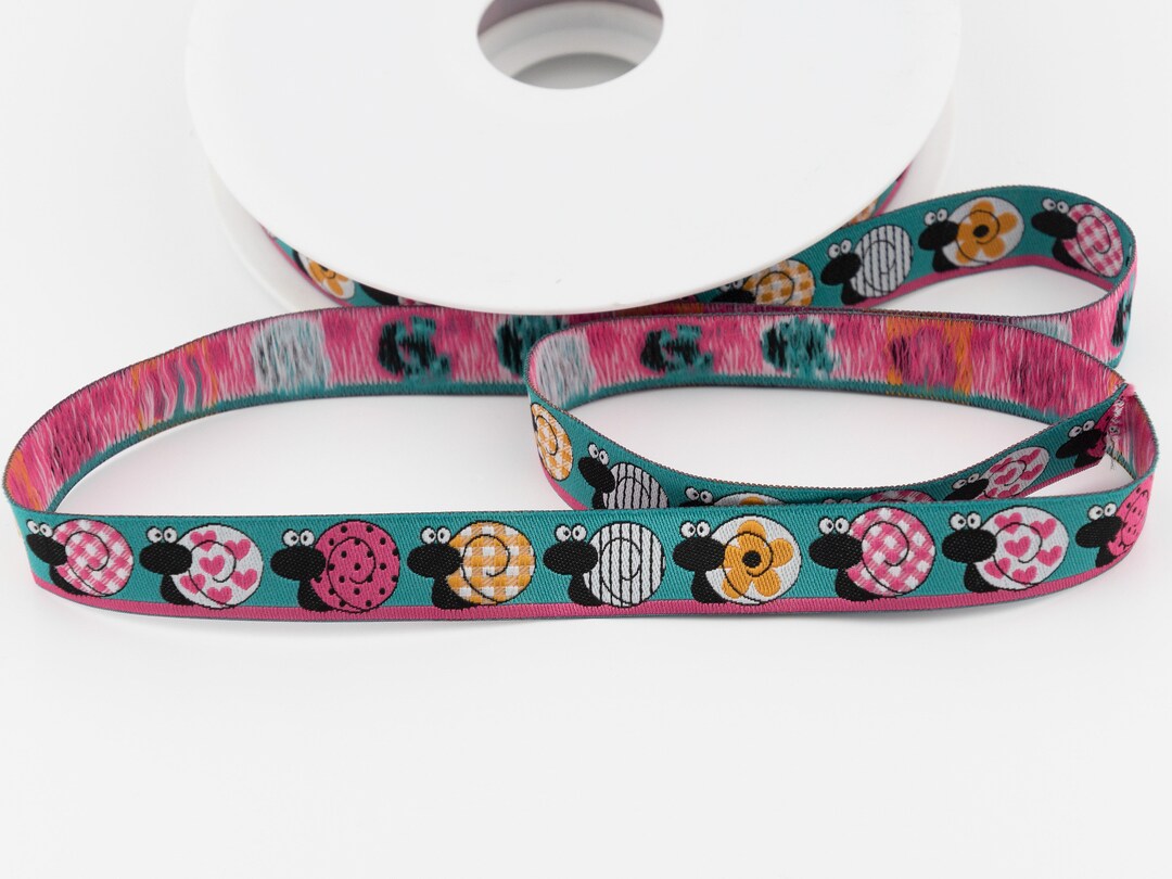 Colorful Googly Eyed Snails on Teal Ribbon - 9/16-inch Wide (15mm ...