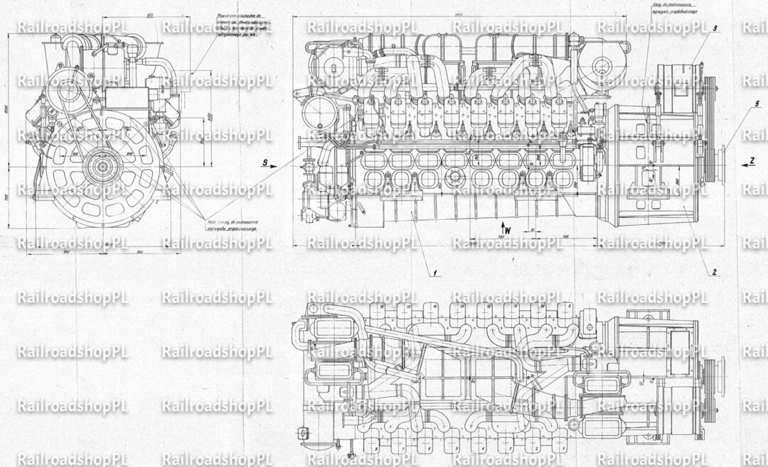 Drawing of a Diesel Locomotive Generator Blueprint - Etsy