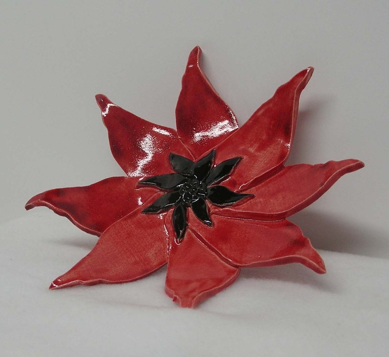 Bright Red Porcelain Handbuilt Flower - Etsy