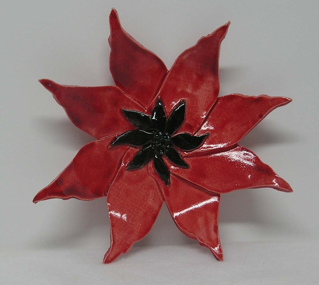 Bright Red Porcelain Handbuilt Flower - Etsy