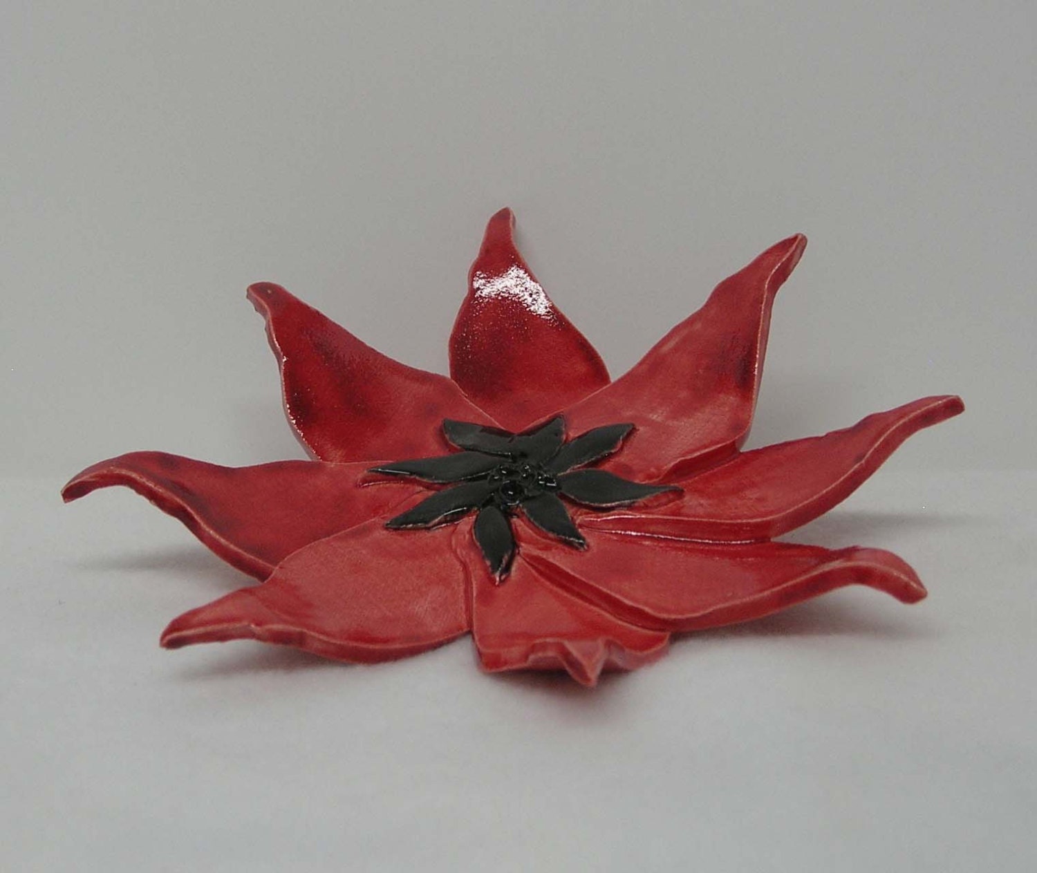 Bright Red Porcelain Handbuilt Flower - Etsy
