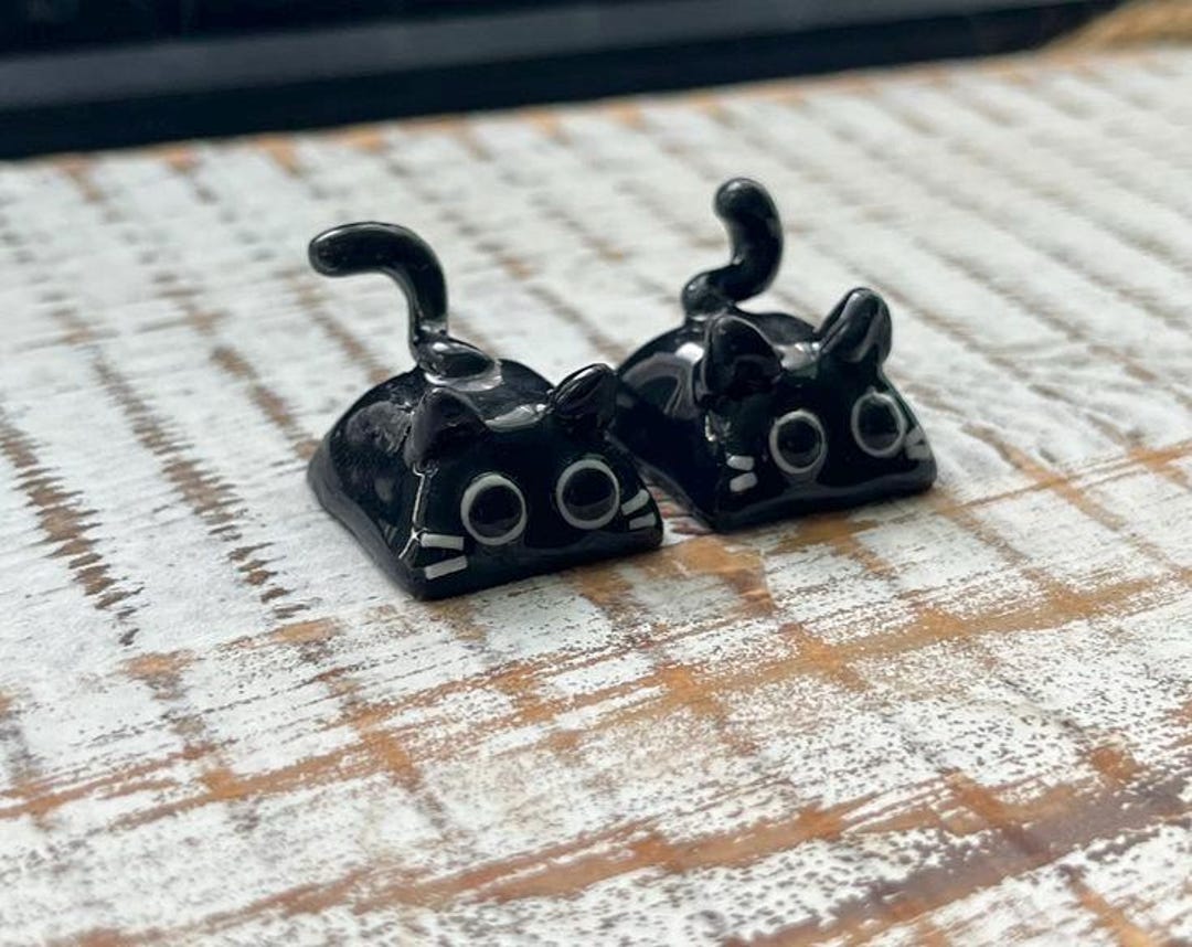 Handmade Spooky Cat Keycap: Polymer Clay Artisan Keycap - Etsy