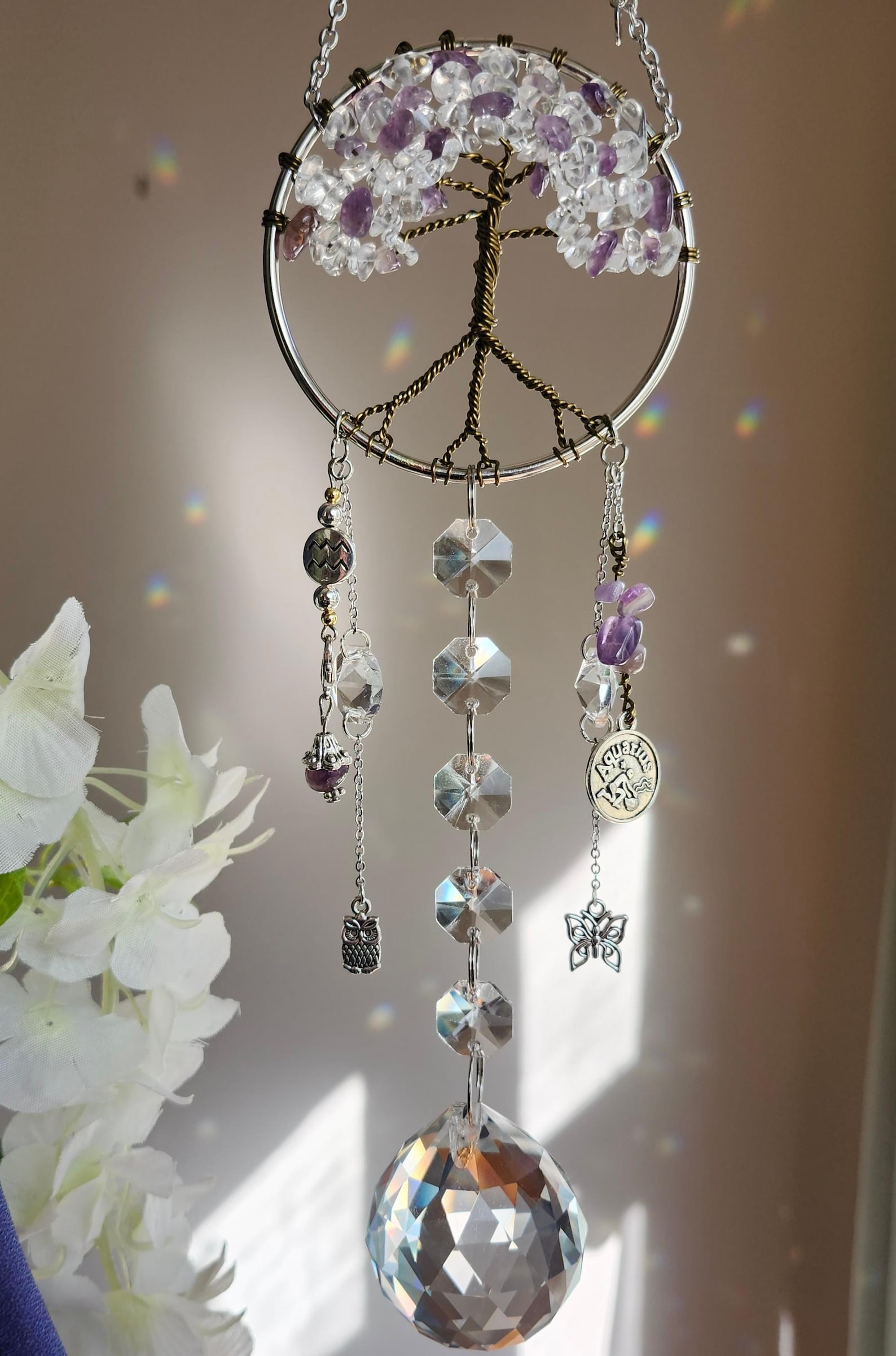 Aquarius-zodiac Tree of Life Suncatcher - Etsy