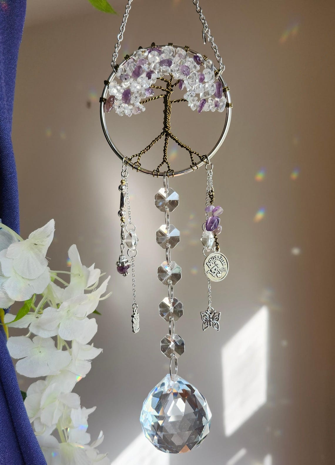 Aquarius-zodiac Tree of Life Suncatcher - Etsy