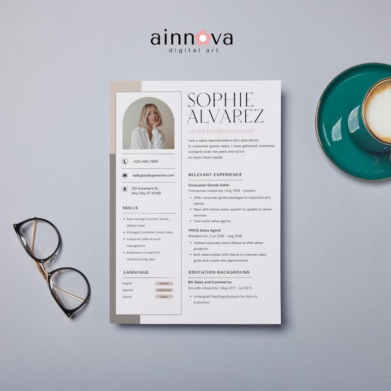 Editable CV Template With Photo, Minimalist Pink CV Template ...