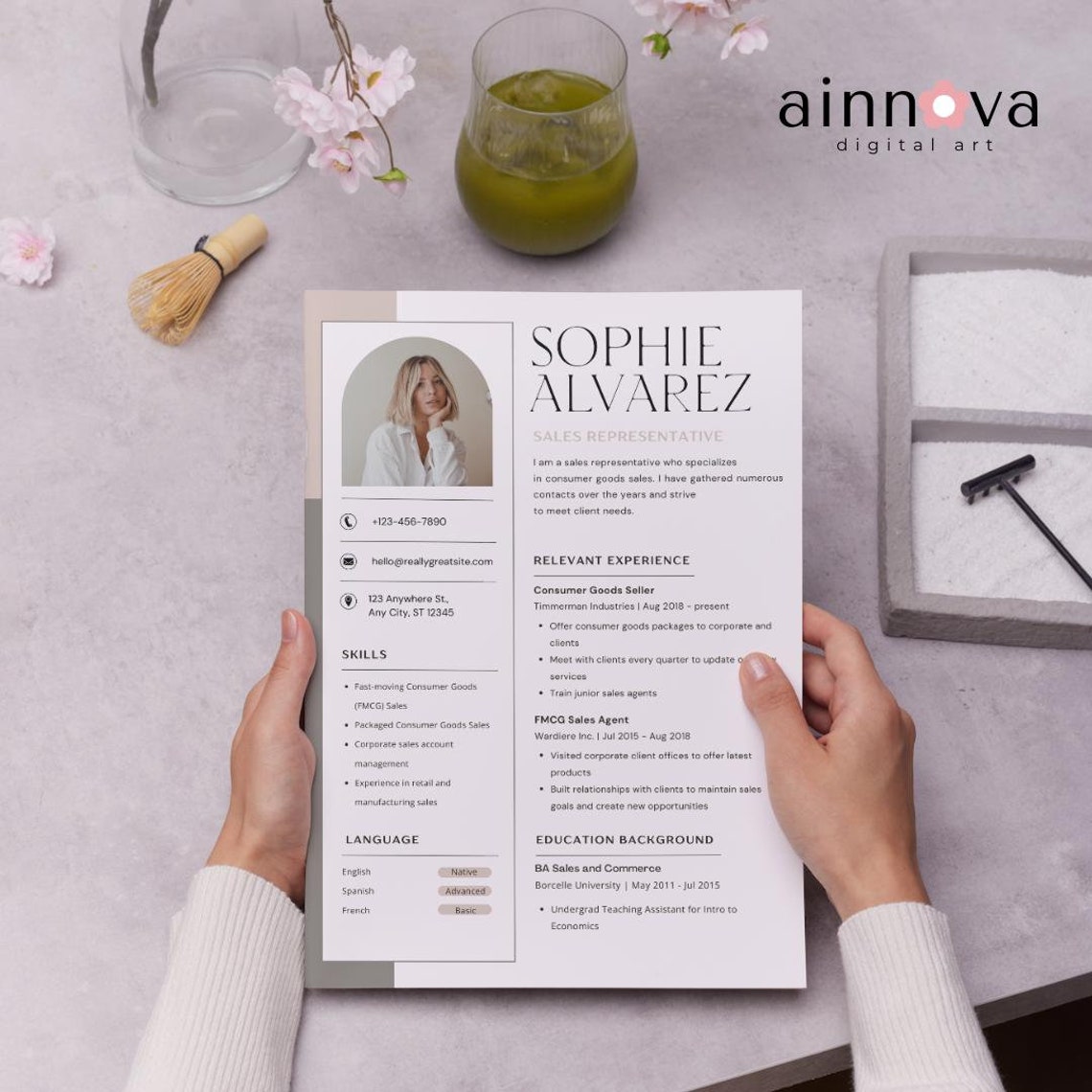 Editable CV Template With Photo, Minimalist Pink CV Template ...