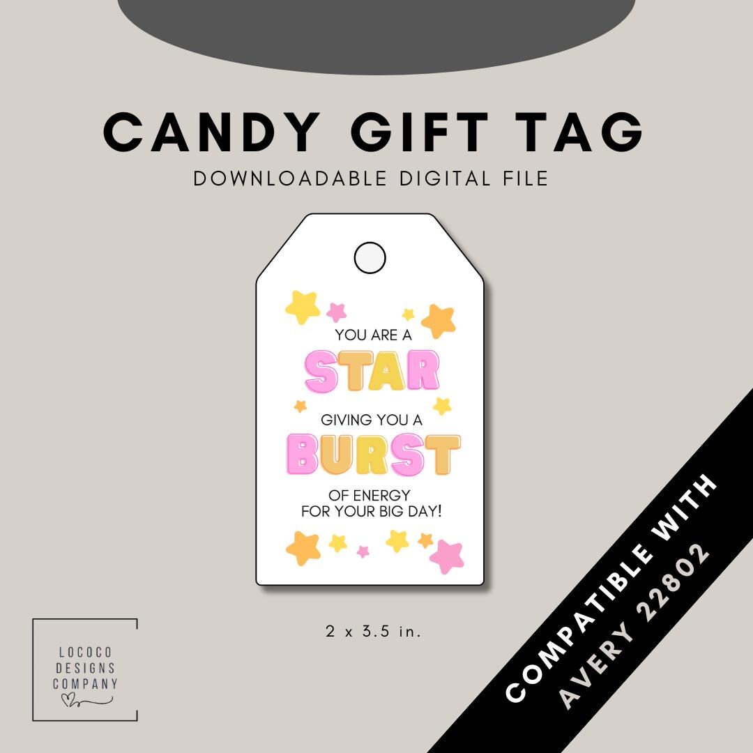 Starburst Candy Gift Tag, Good Luck Gift, Cheerleading Competition ...
