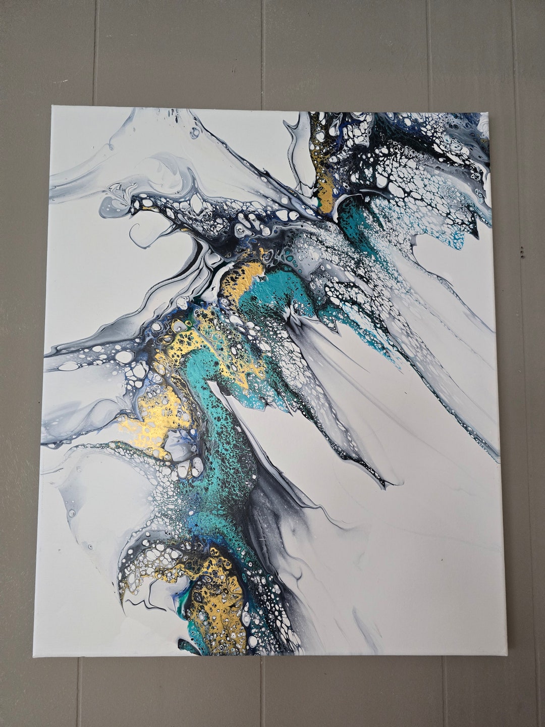 Small Blue Abstract Canvas Painting - Etsy