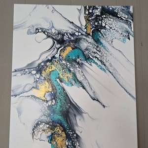 Small Blue Abstract Canvas Painting - Etsy