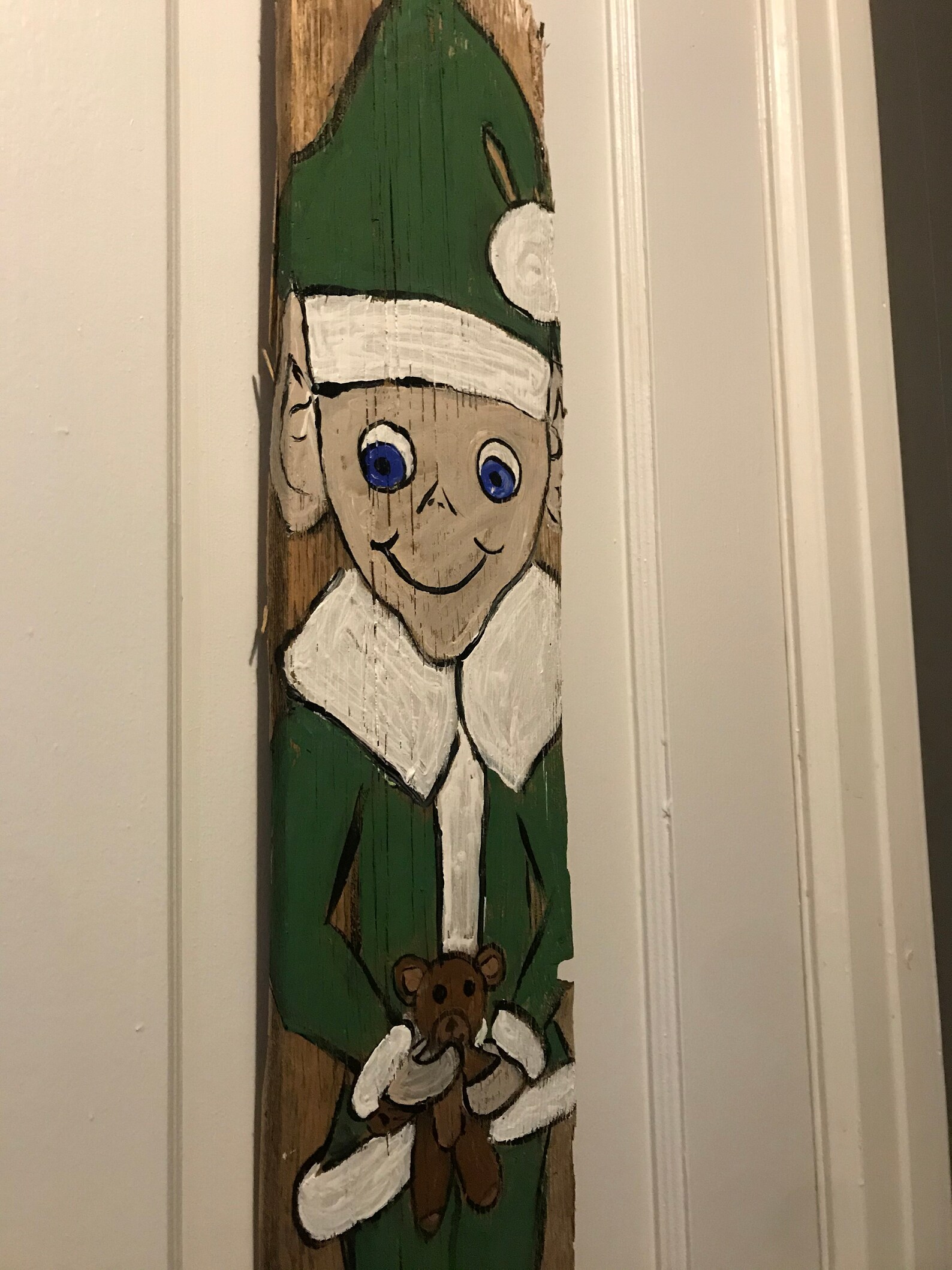 Christmas Elf Painting on Reclaimed Wood - Etsy