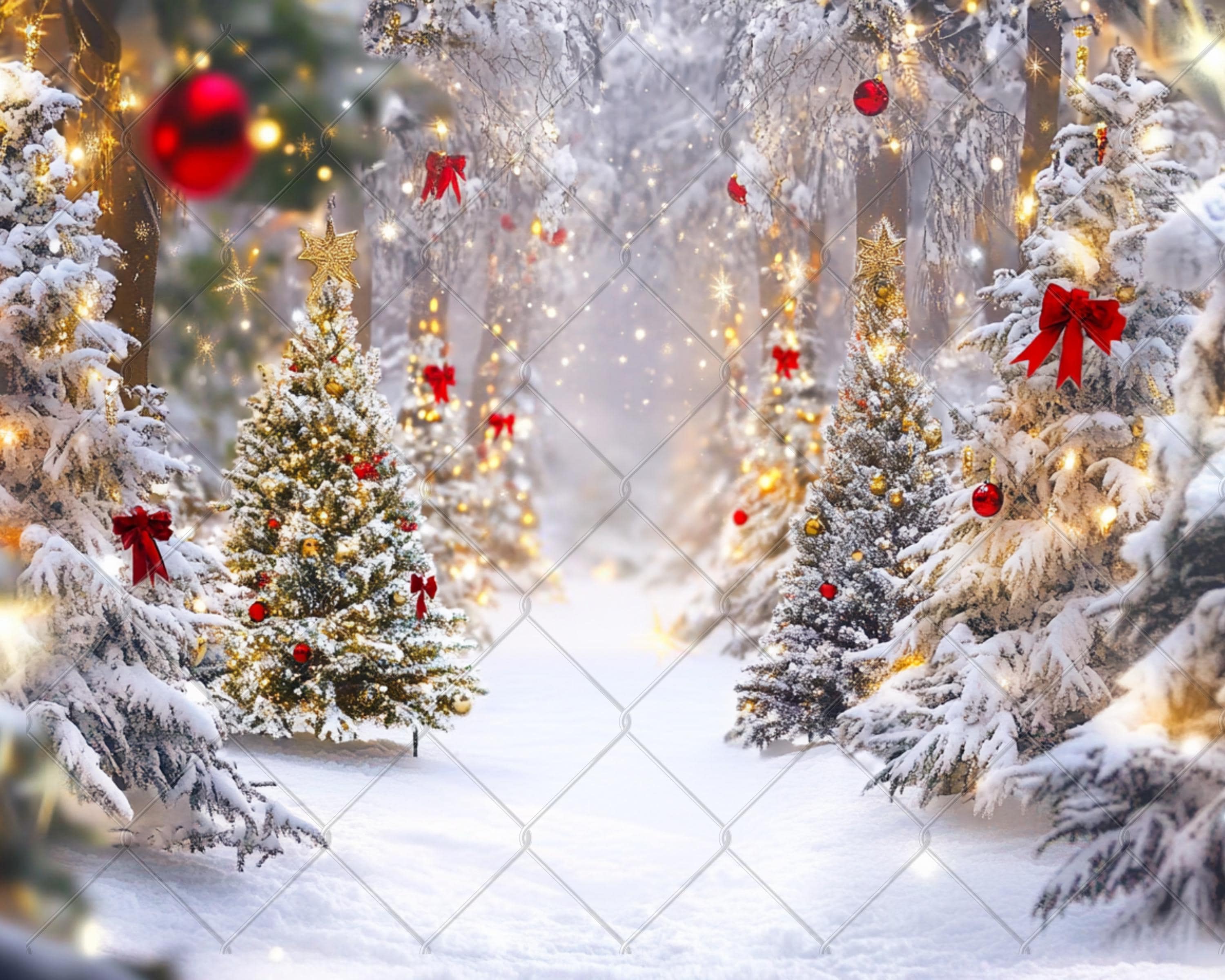 Christmas Decorated Forest Digital Background, Holiday Portrait ...