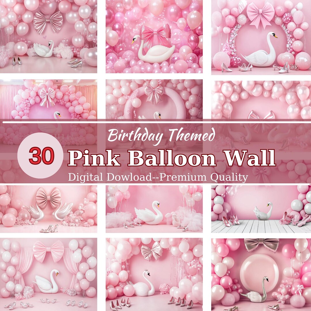 30 Pink Balloon Birthday Backdrops,party Decor,kids Party Backdrop ...