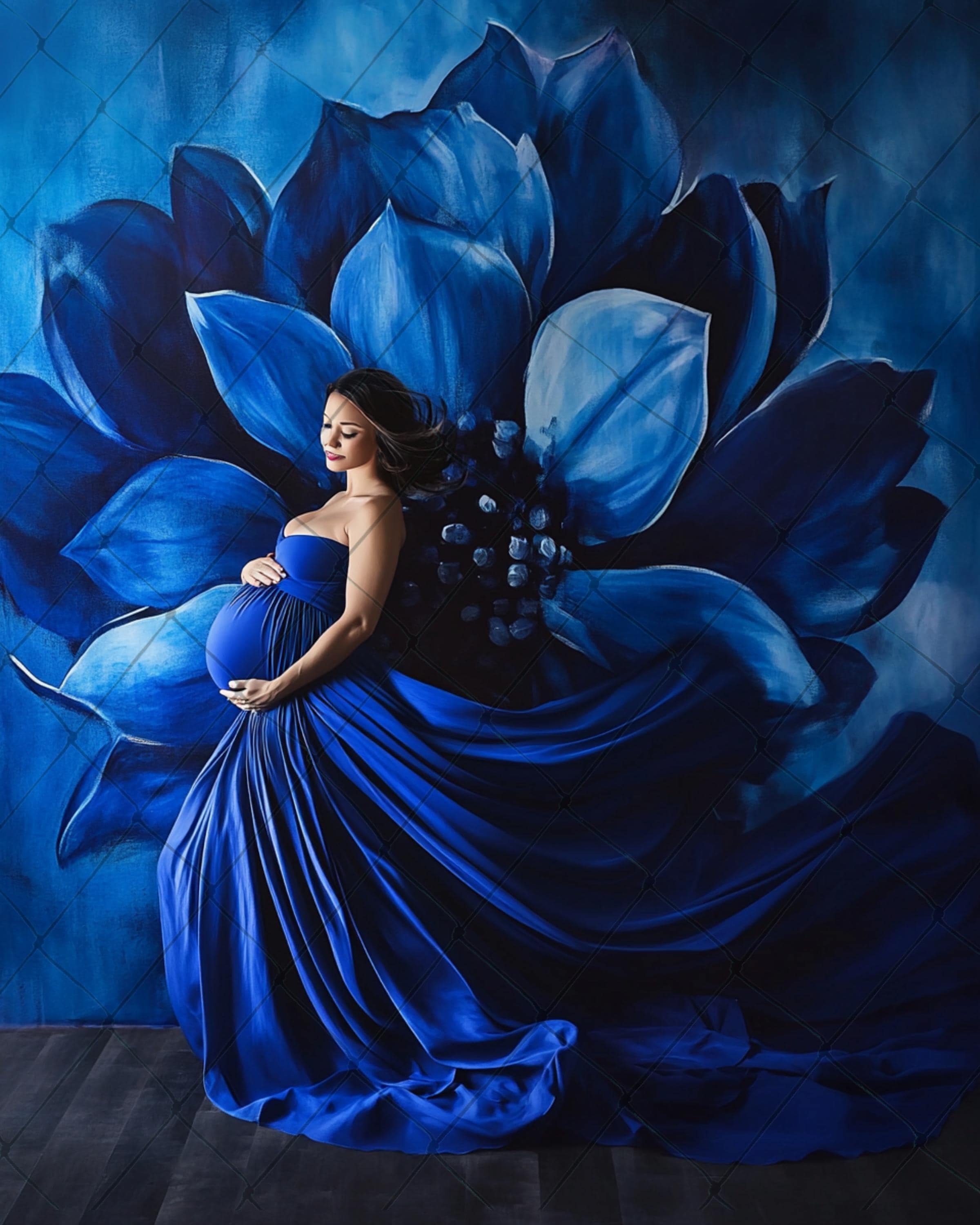 Blue Flower Maternity Digital Backdrop,maternity Background,fine Art ...