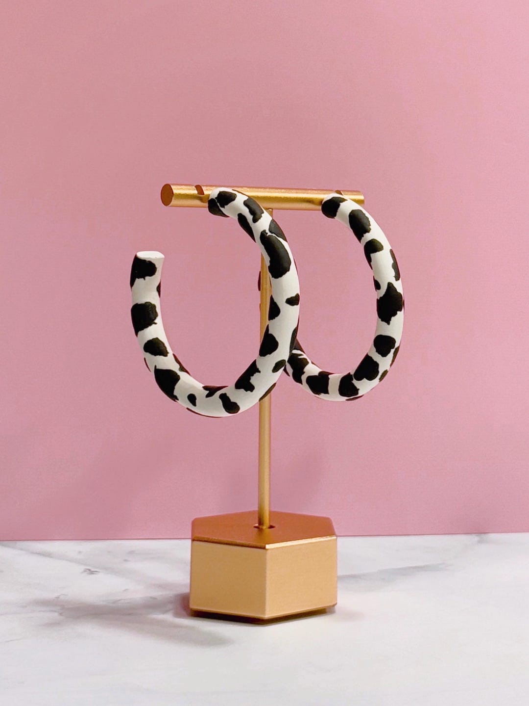 Cow Print Hoops | Cow Print Hoop Earrings | Polymer Clay Earrings ...