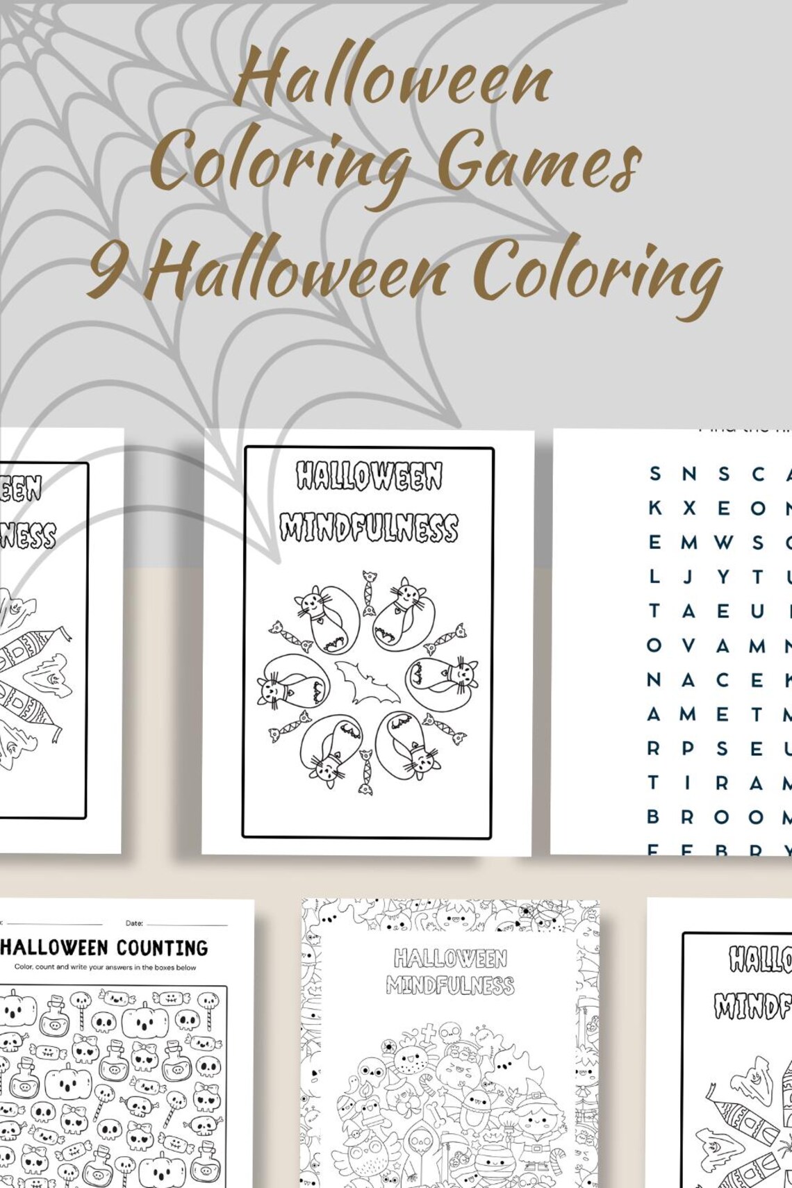 Spooky Hygge Coloring Pages 9 Cute & Cozy Halloween Pages Set One ...