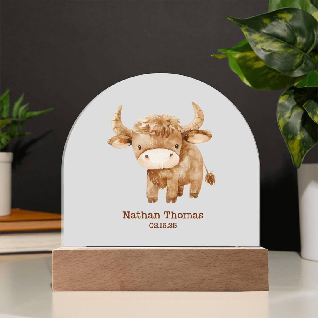 Highland Cow Night Lamp, Personalized Baby Lamp, Night Lamp, Cute, Baby ...