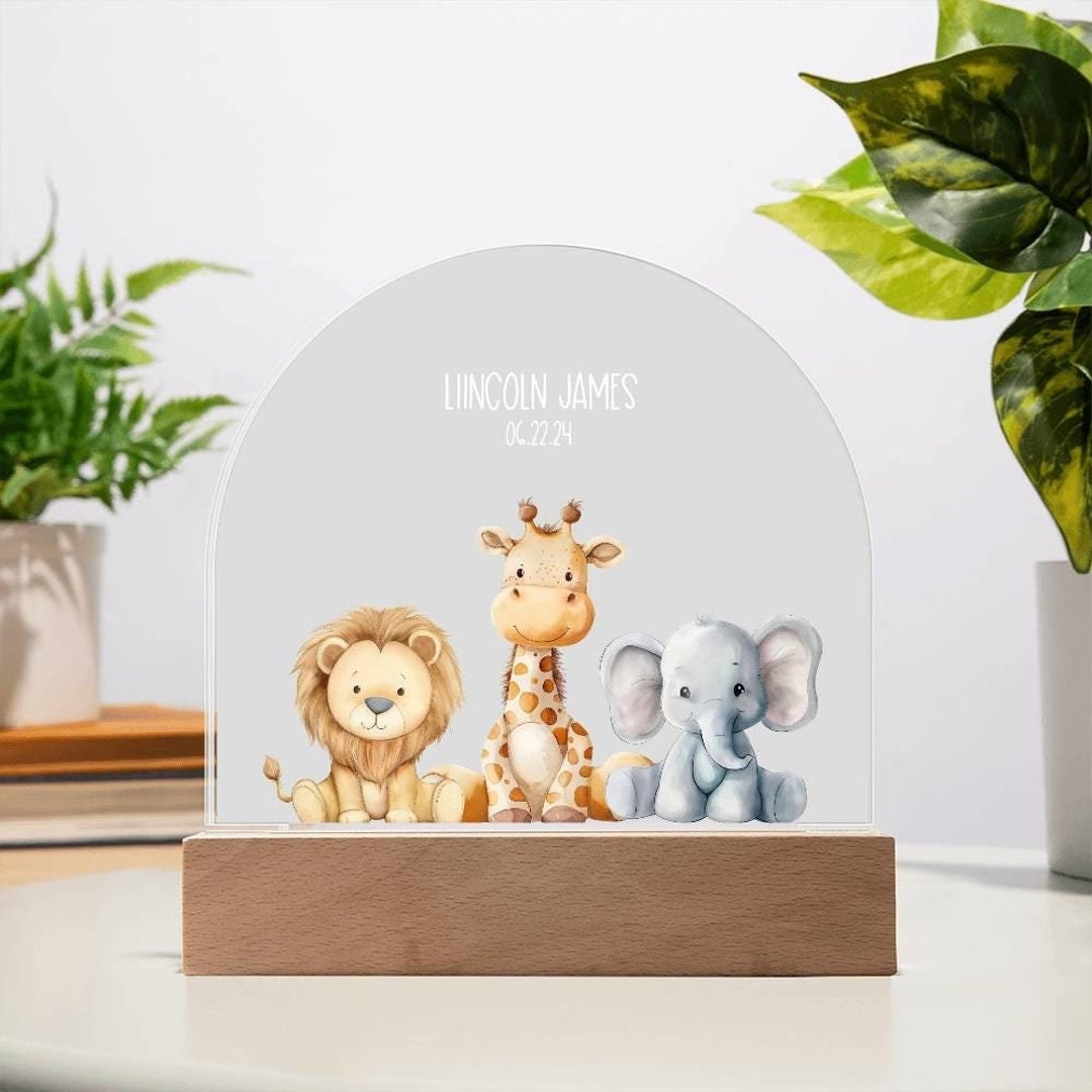 Safari Night Lamp, Personalized Baby Lamp, Night Lamp, Cute, Baby Boy ...