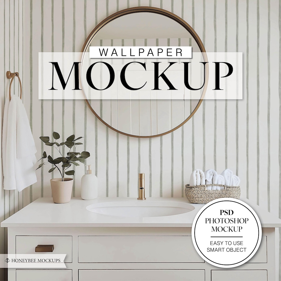 Bathroom Vanity Wallpaper Mockup, Interior Design Mockup, Wallpaper ...