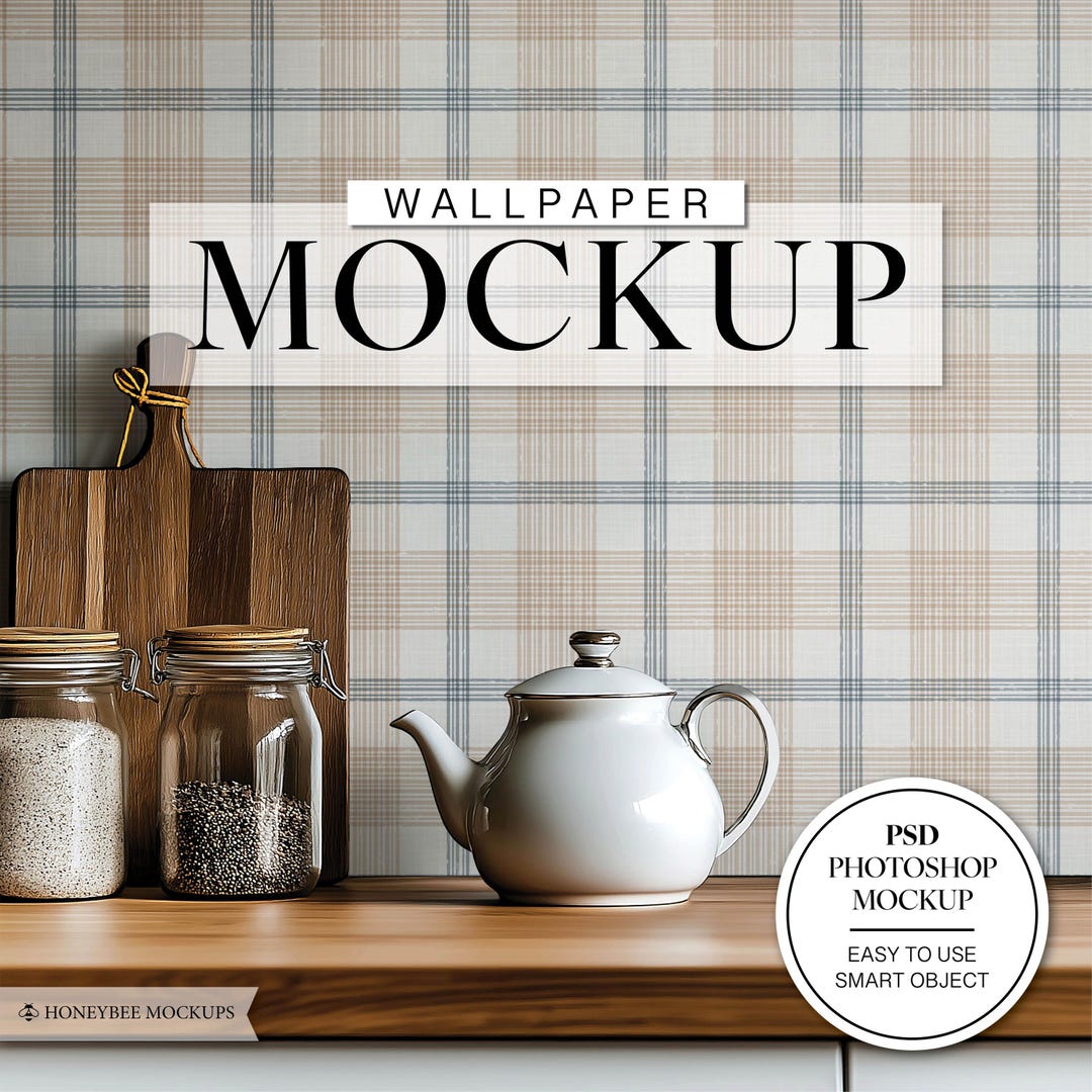 Kitchen Counter Wallpaper Mockup, Interior Design Mockup, PSD Wallpaper ...