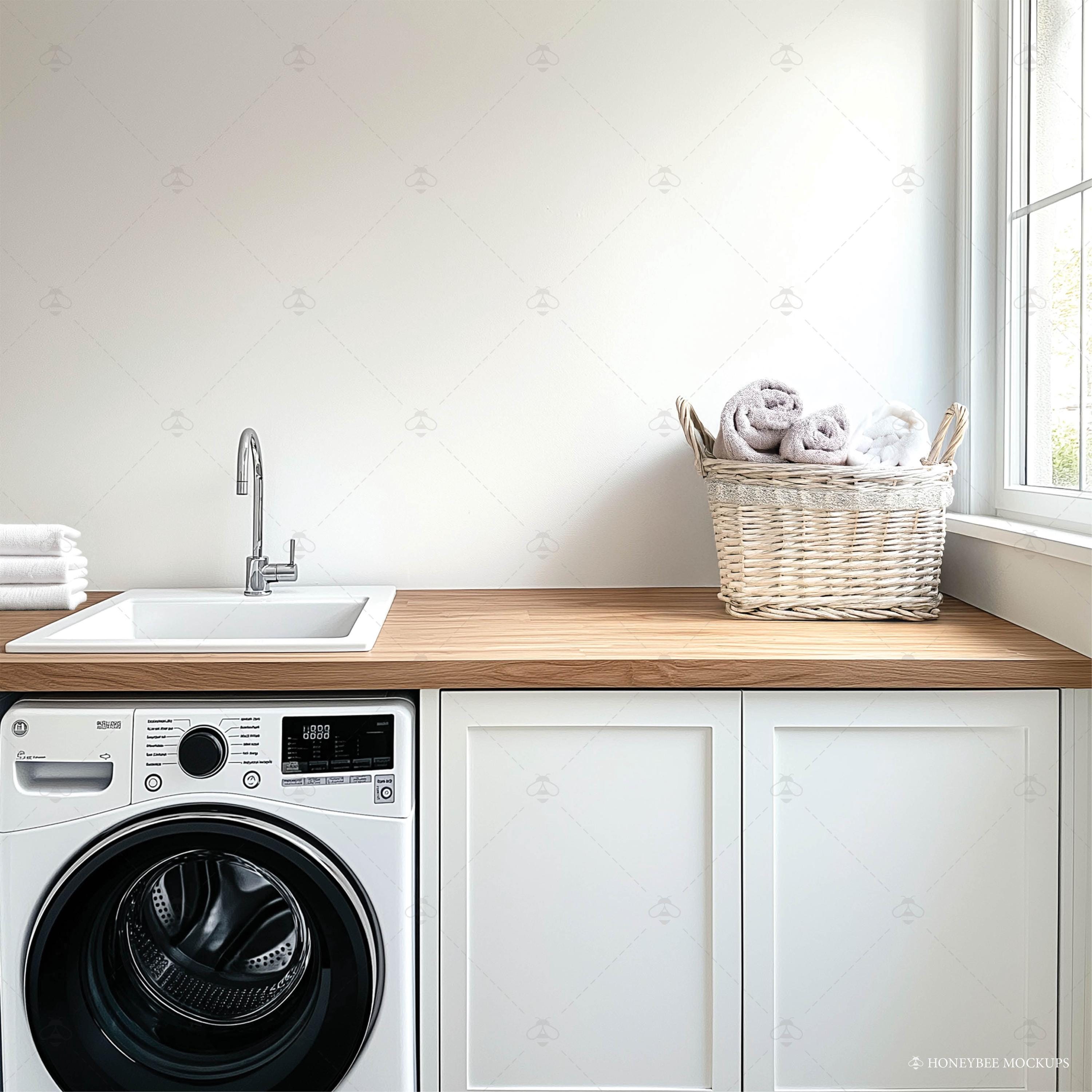 Laundry Room Wallpaper Mockup, Interior Design Mockup, PSD Wallpaper ...