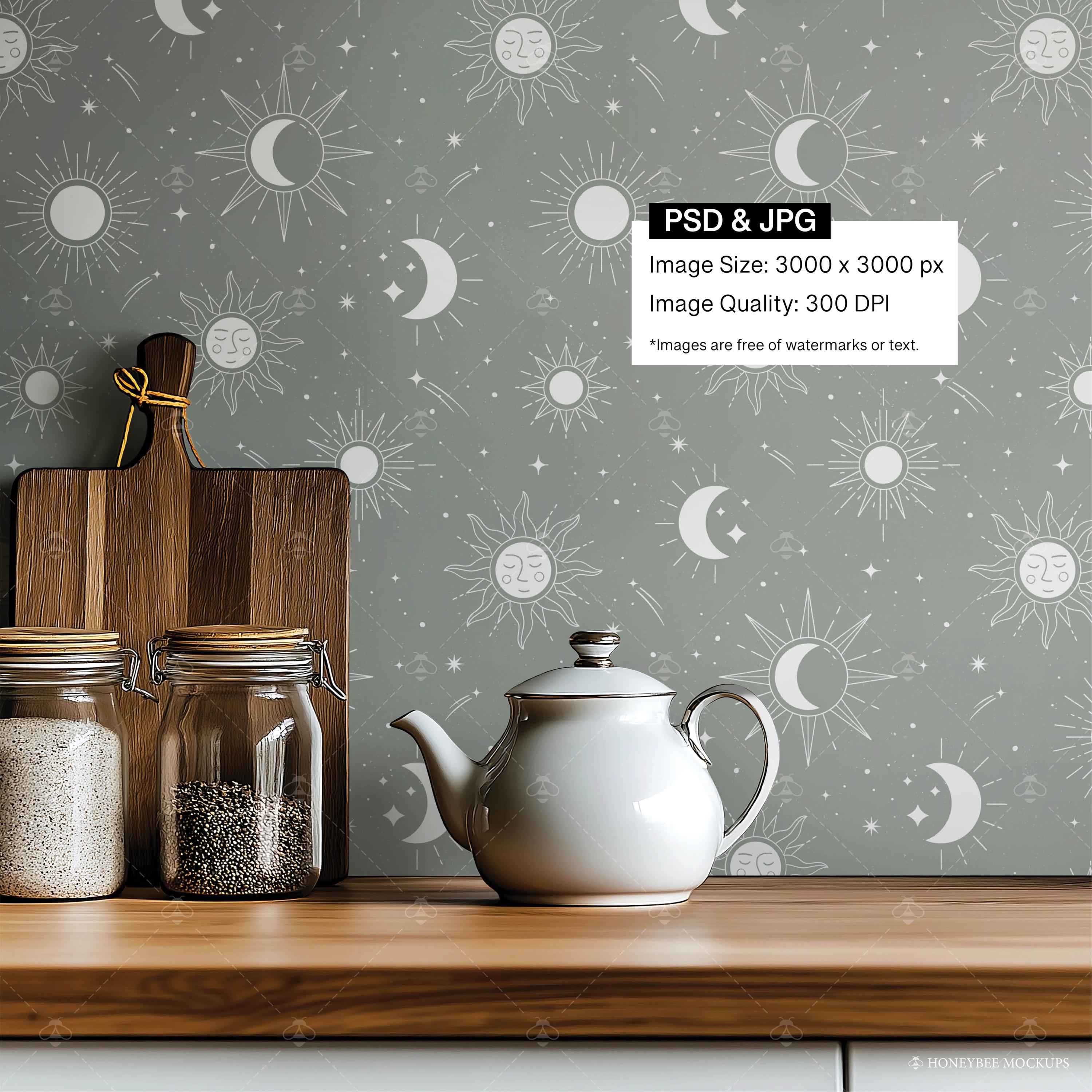Kitchen Counter Wallpaper Mockup, Interior Design Mockup, PSD Wallpaper ...