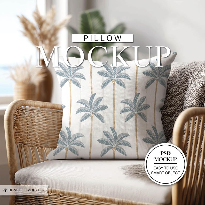 Square Pillow Mockup, PSD Template, Photoshop Smart Object, Pattern All ...