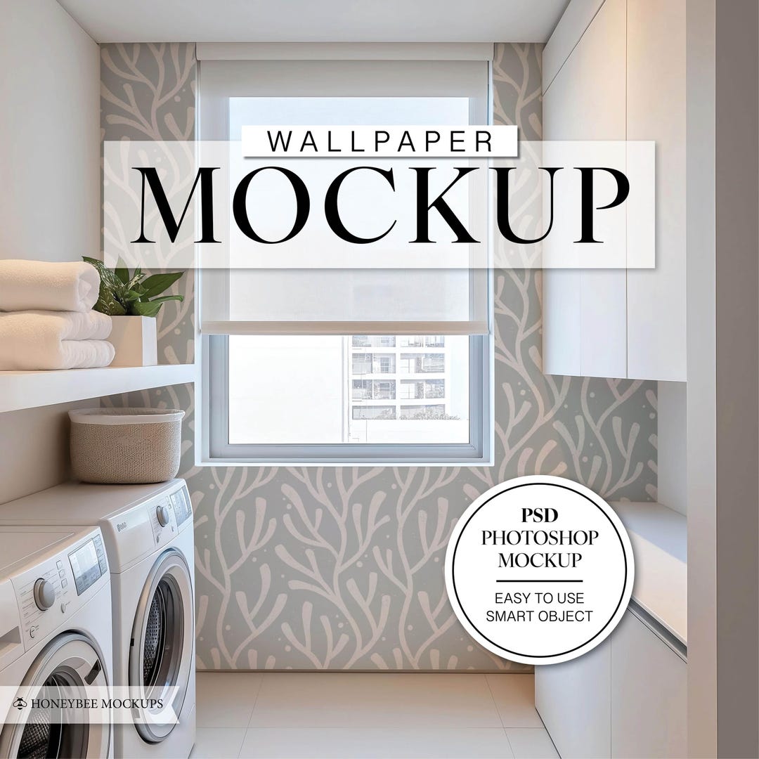 Laundry Room Wallpaper Mockup, Interior Design Mockup, PSD Wallpaper ...